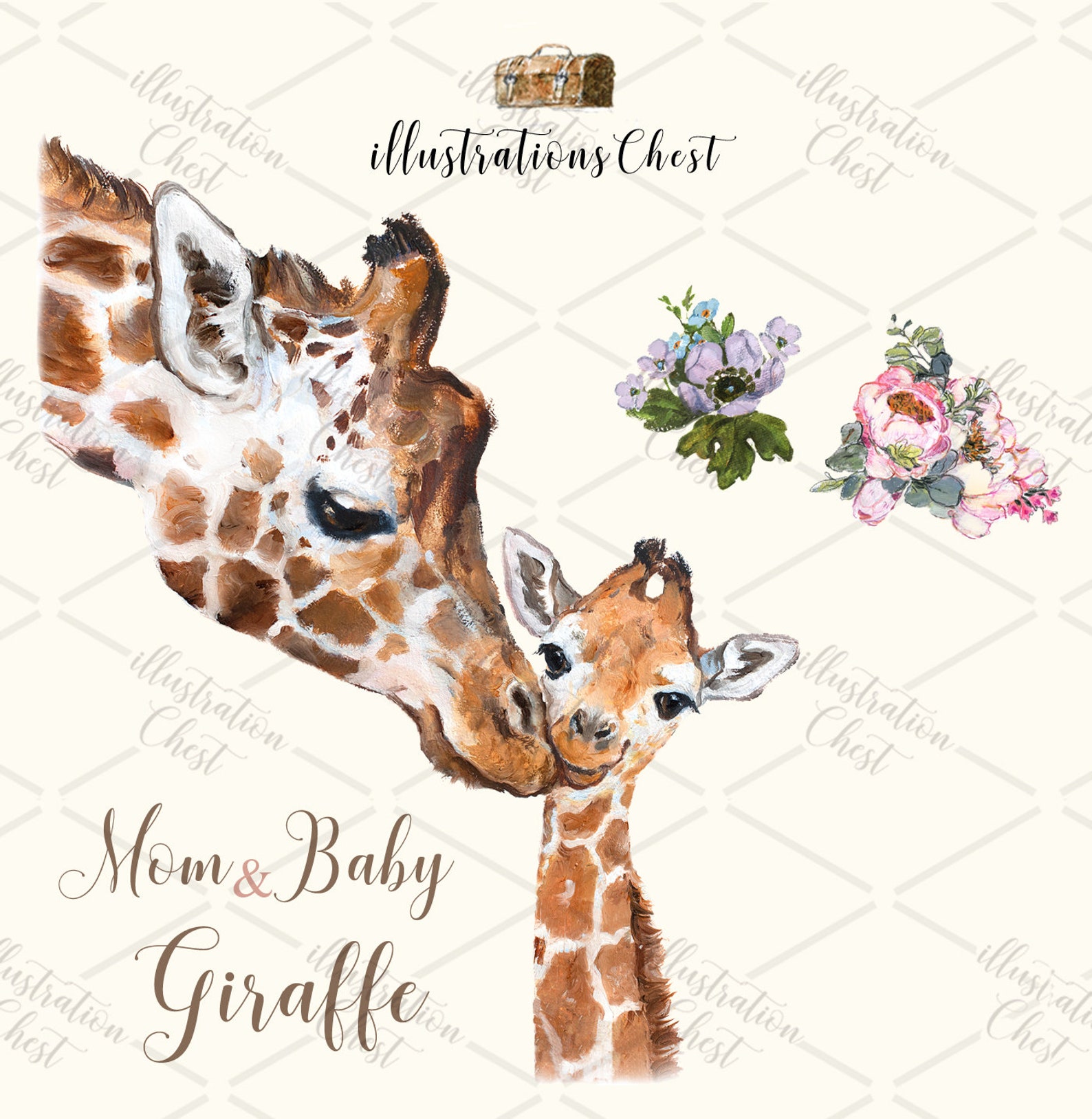 Giraffe Clipart. Giraffe Mom and Baby Clip Art Printable Giraffe Art ...