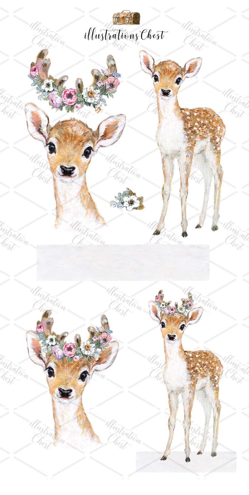 Baby Deer Princess Clipart. Deer Png, Cute Watercolor Forest Animals ...