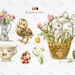 Cute Easter Clipart Rabbits in Flowers Basket, Cute Easter Chicks ...