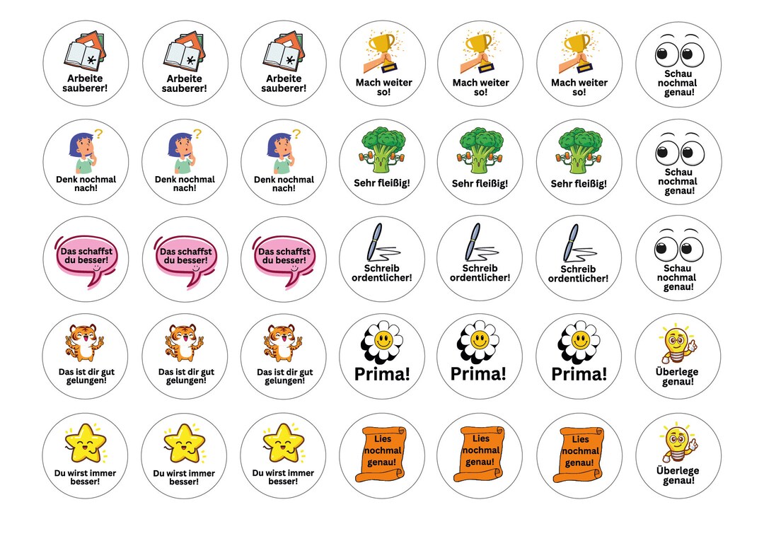 1st Version Teacher Primary School Stickers / 12 Designs / 210 Stickers ...