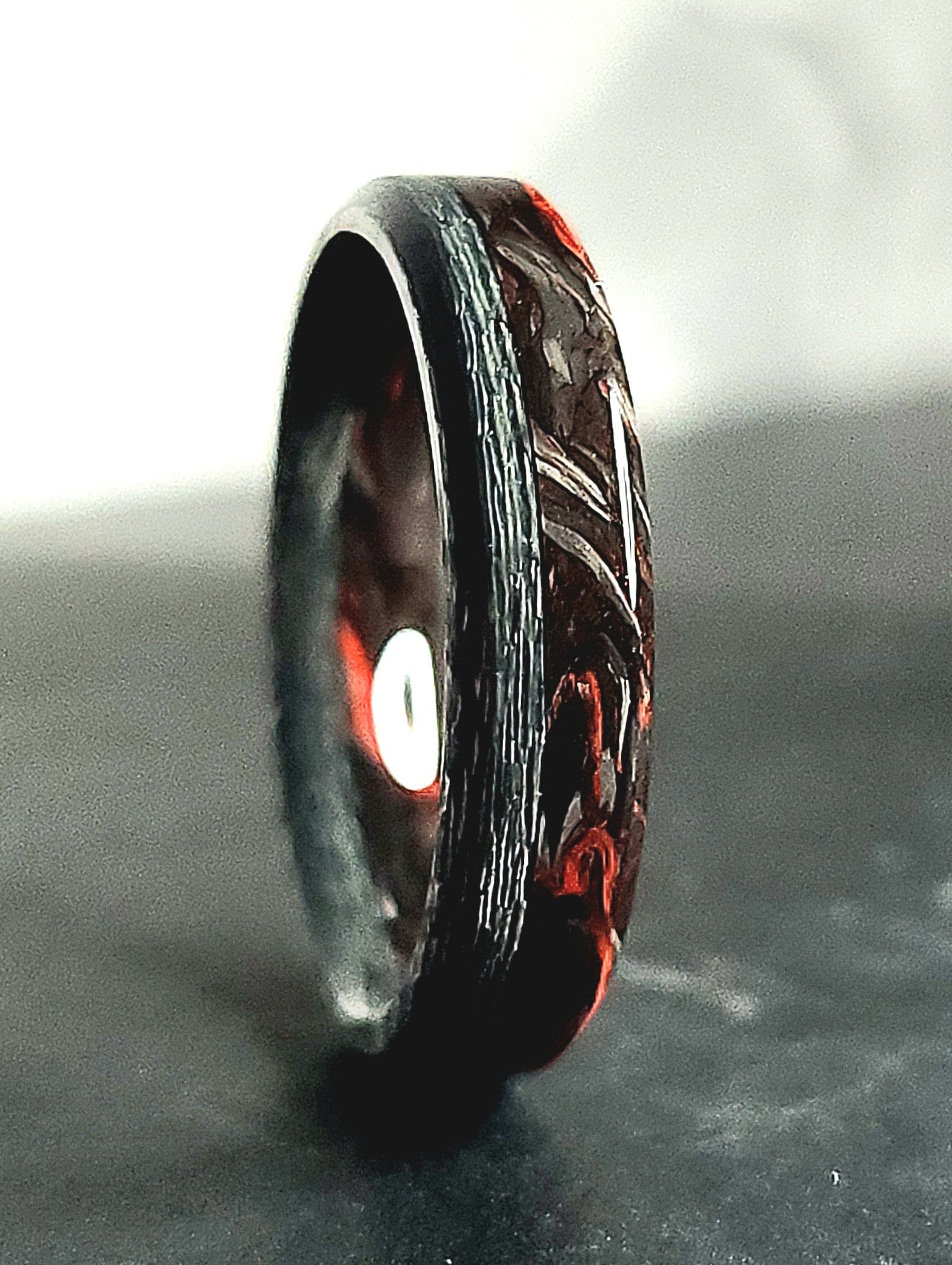 The Deadpool Ring, Red Forged Carbon Fiber and Texalium - Etsy