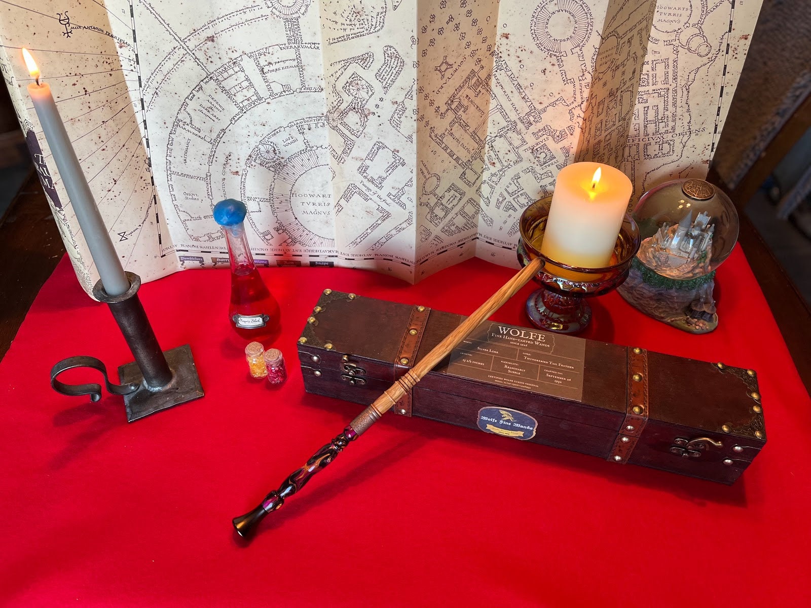 Olivewood Wand With Gold Black and Purple Marbled Resin Handle and ...