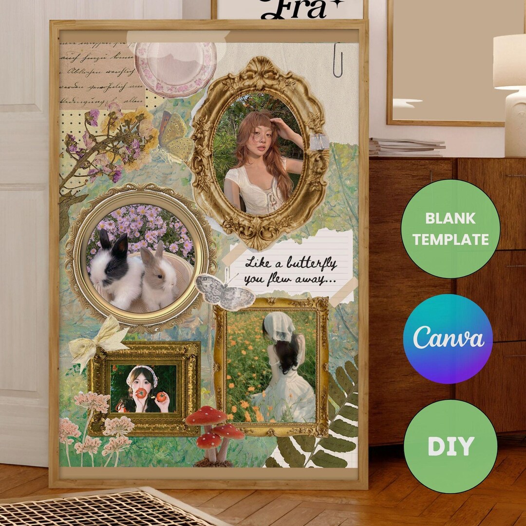 Editable Cottagecore Collage Photo Template, Cottagecore Wall Art ...