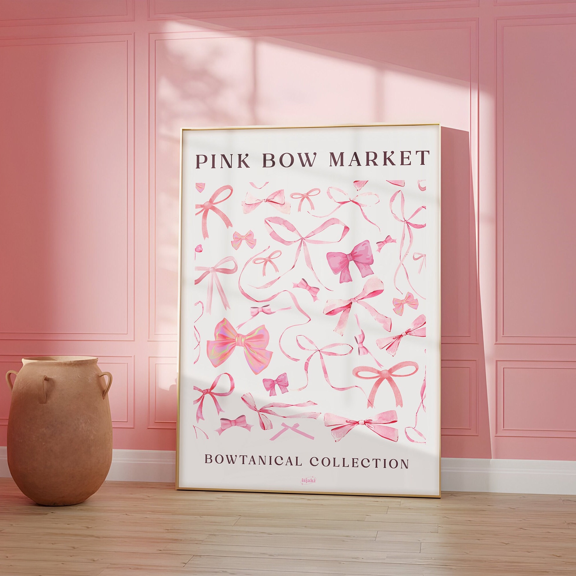 Pink Bow Market Coquette Room Decor Balletcore Wall Art Retro Preppy ...