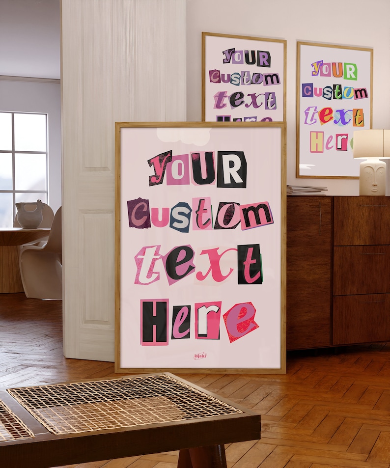 Custom Cutout Letters Print | Personalized Text Poster | Custom Quote ...