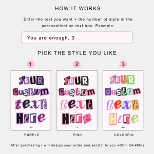 Custom Cutout Letters Print | Personalized Text Poster | Custom Quote ...