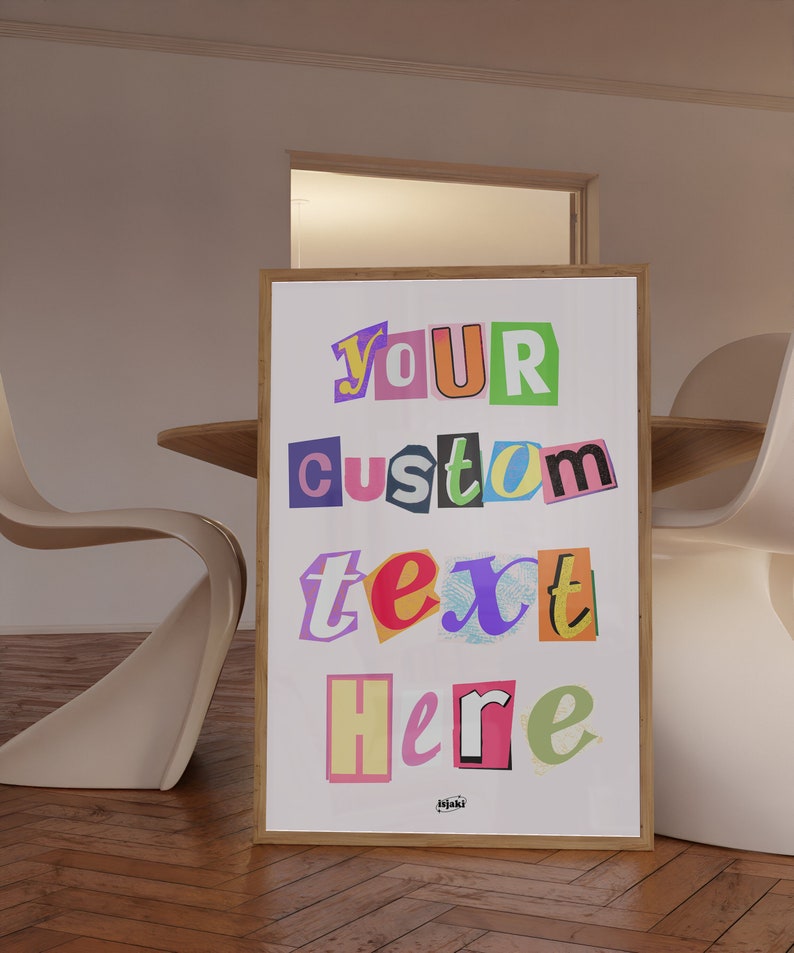 Custom Cutout Letters Print | Personalized Text Poster | Custom Quote ...