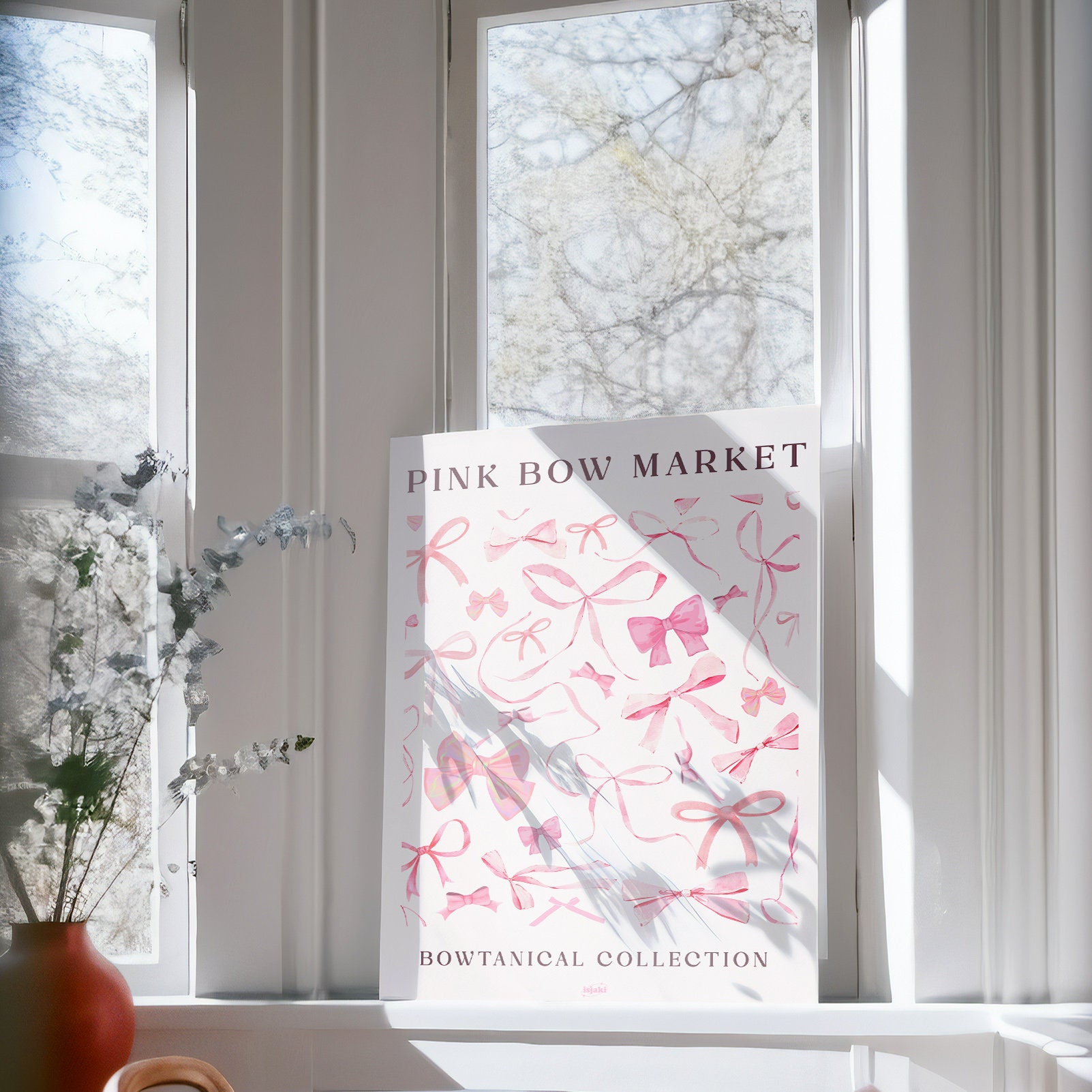 Pink Bow Market Coquette Room Decor Balletcore Wall Art Retro Preppy ...