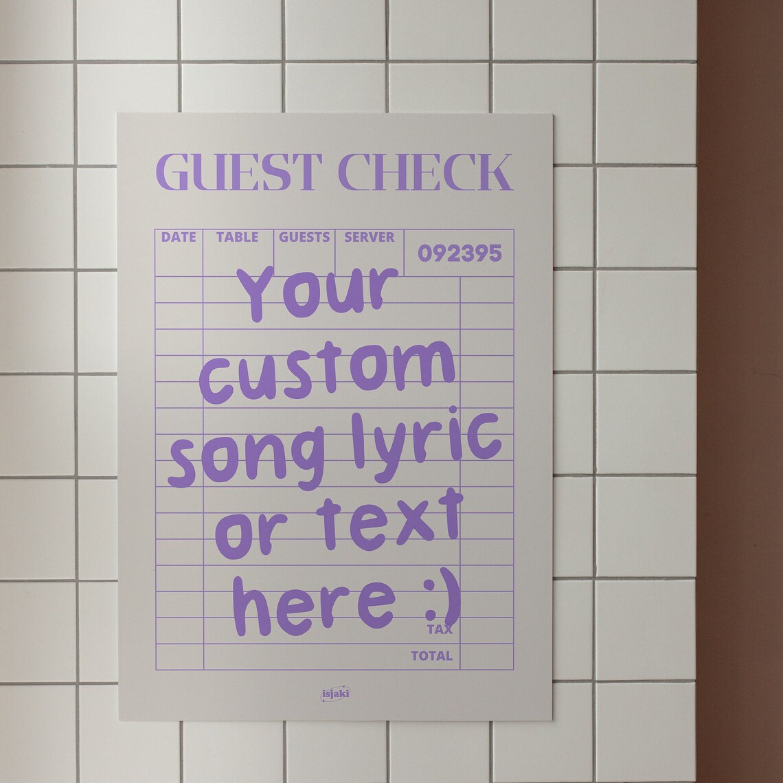 Custom Guest Check Print Personalized Text Print Custom Quote Print ...
