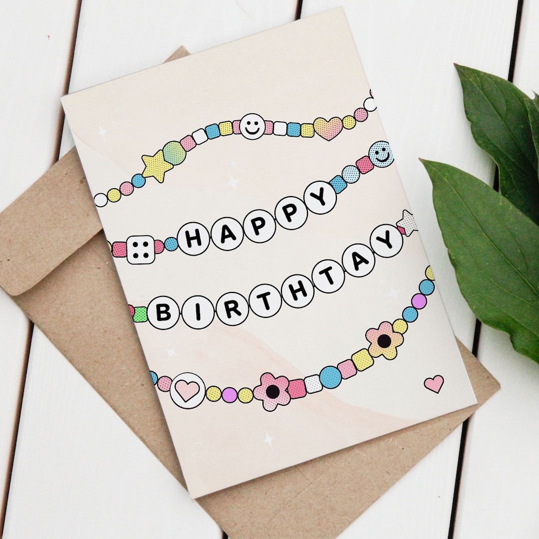 Friendship Bracelet Printable Birthday Card, Happy Birthtay, Eras Card ...