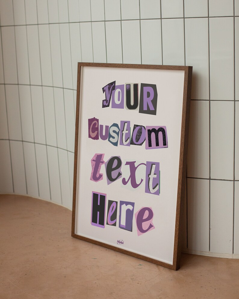 Custom Cutout Letters Print | Personalized Text Poster | Custom Quote ...
