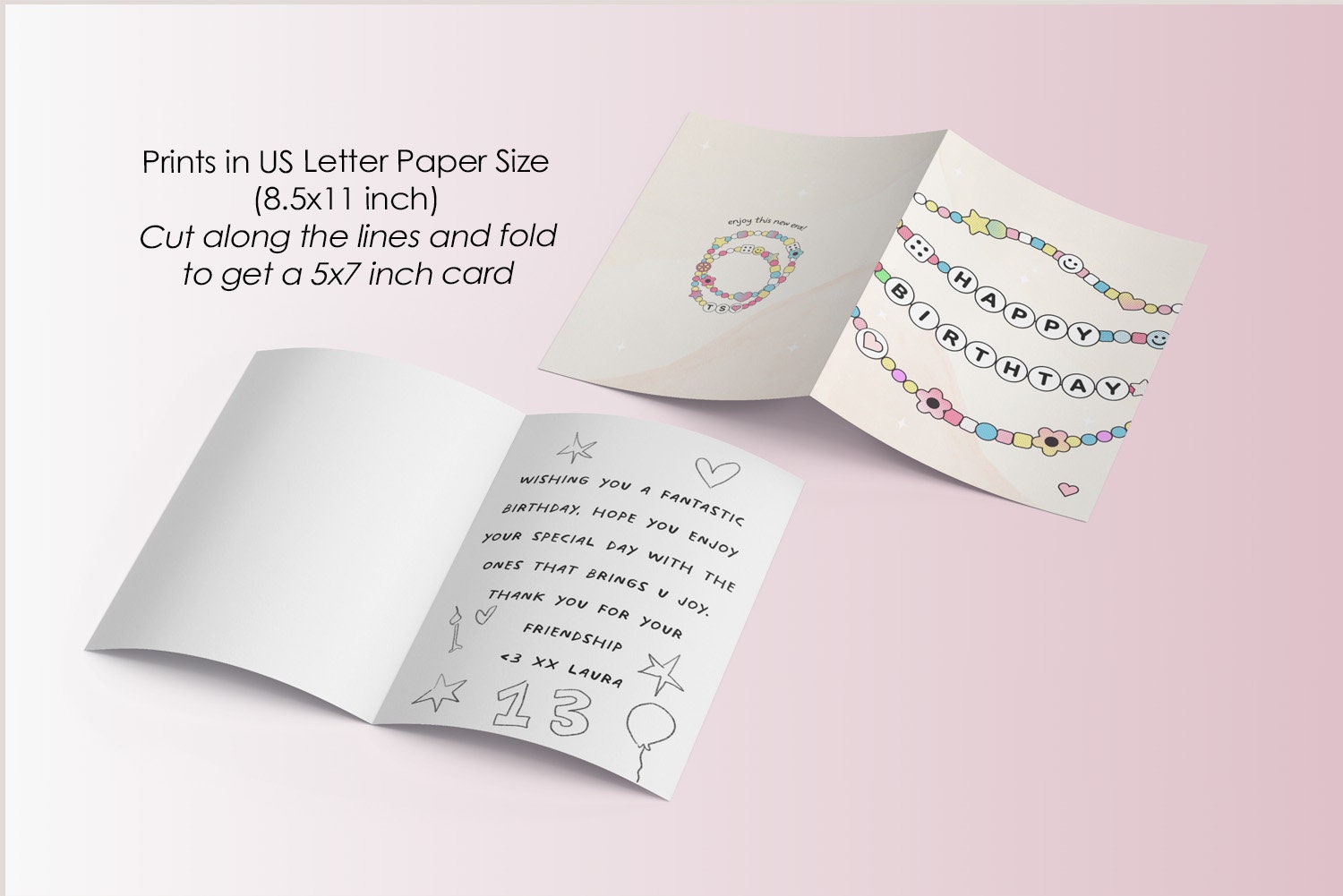 Friendship Bracelet Printable Birthday Card, Happy Birthtay, Eras Card ...