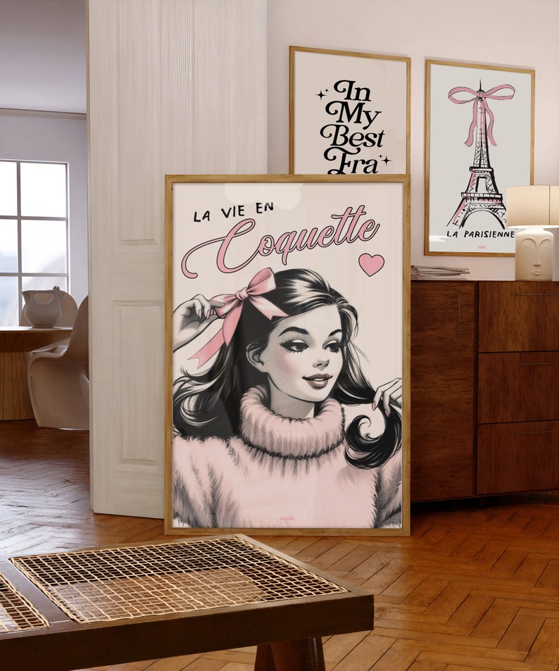 La Vie En Coquette Balletcore Wall Art Coquette Room Decor Retro Preppy ...