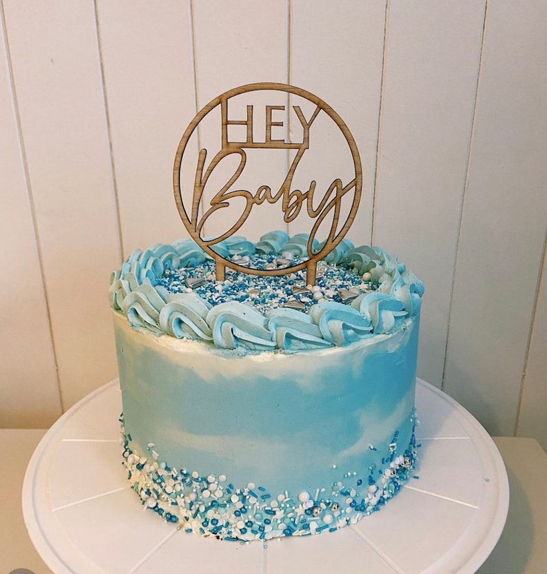 Hey Baby Cake Topper SVG, Baby Shower SVG, Baby Shower Cake Topper, Hey ...