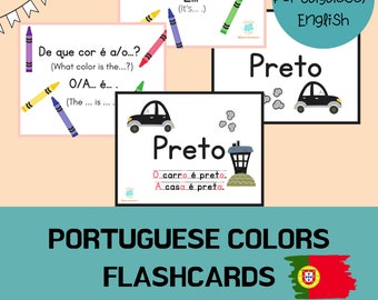 Portuguese Flash Cards - Etsy