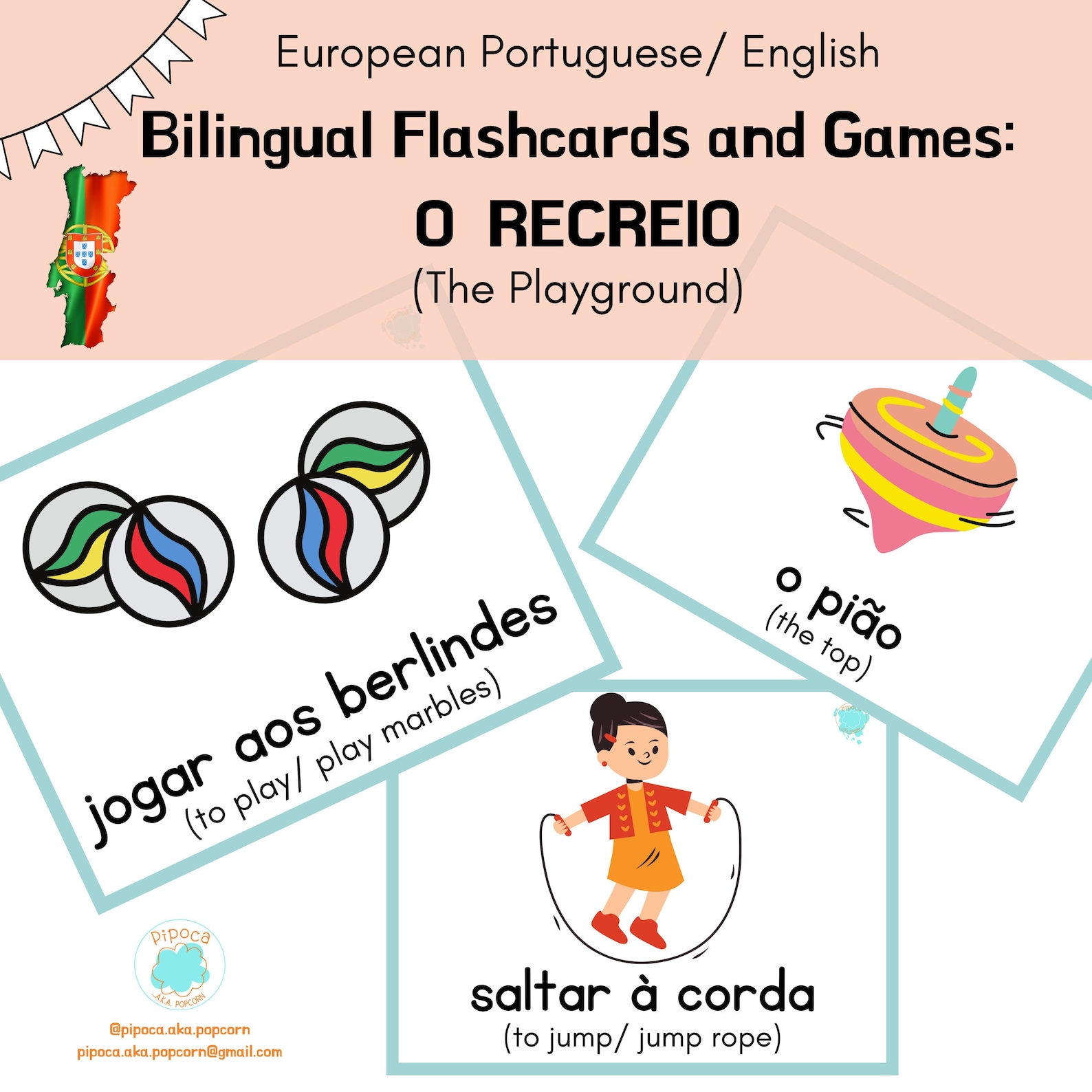 Bilingual Flashcards, Portuguese Playground Vocabulary, Portuguese ...