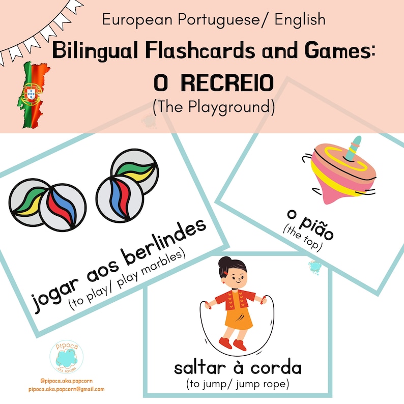 Bilingual Flashcards, Portuguese Playground Vocabulary, Portuguese ...