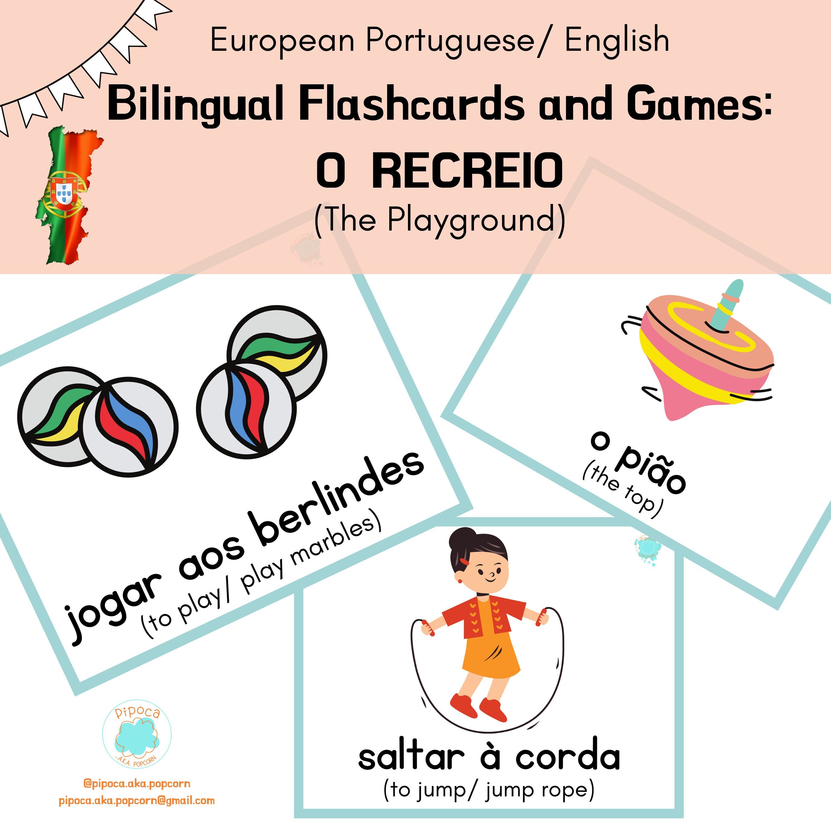 Bilingual Flashcards, Portuguese Playground Vocabulary, Portuguese ...
