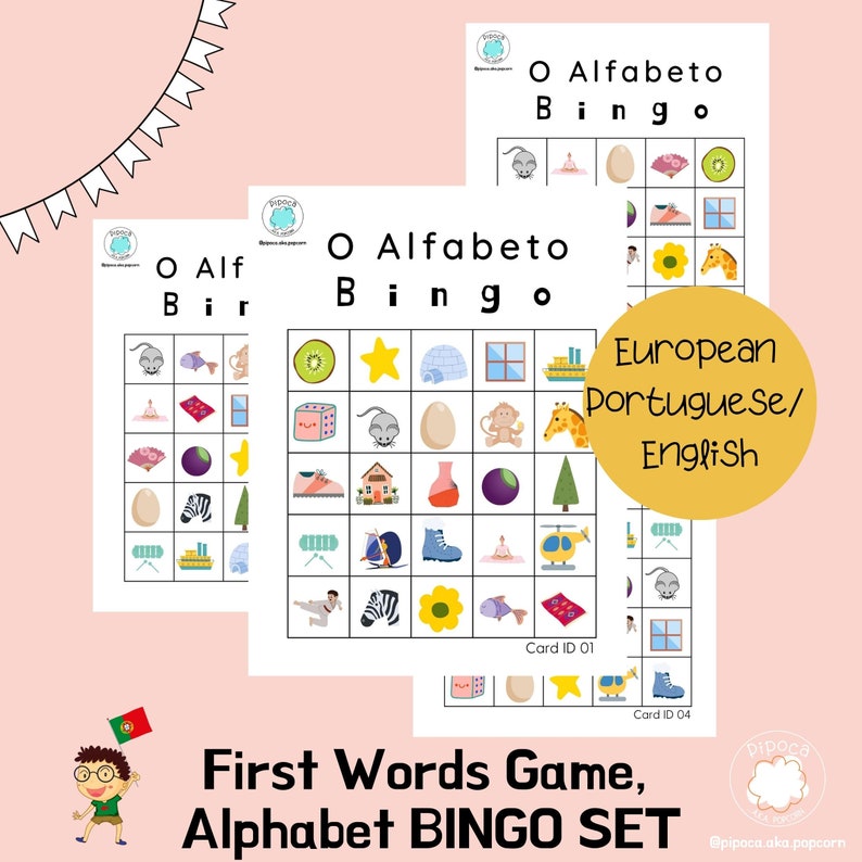 European Portuguese First Words Alphabet BINGO SET/ Bilingual Games - Etsy