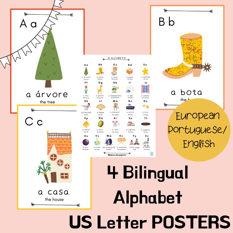 European Portuguese Alphabet Printables, Posters for Classroom Decor ...