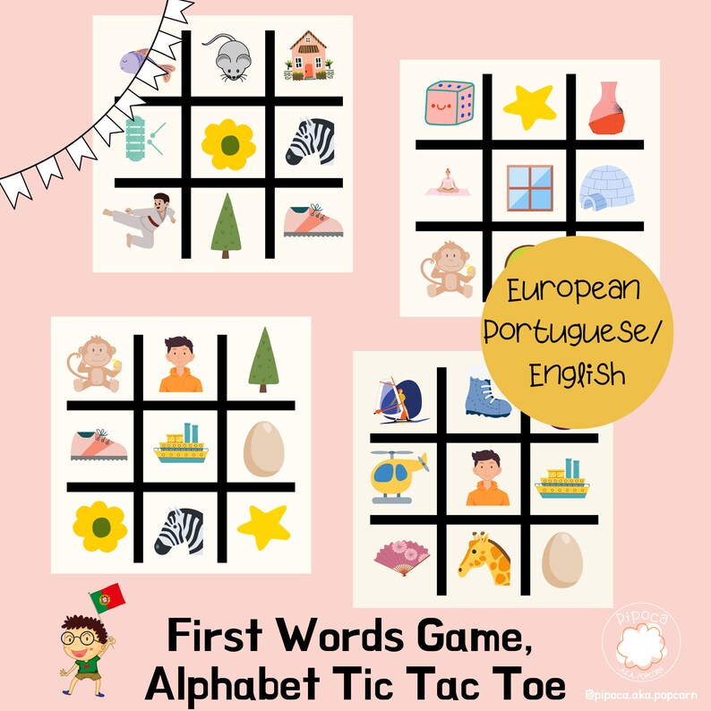 Alphabet Tic Tac Toe; European Portuguese First Words; Language Games ...