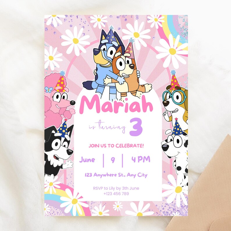 Bluey Birthday Invitation Editable, Bluey Party Invite, Digital ...