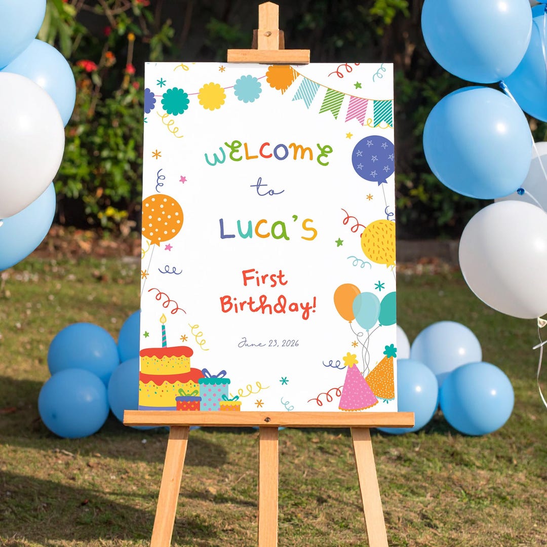 Colorful First Birthday Welcome Sign: Fun to Be One, G02 - Etsy