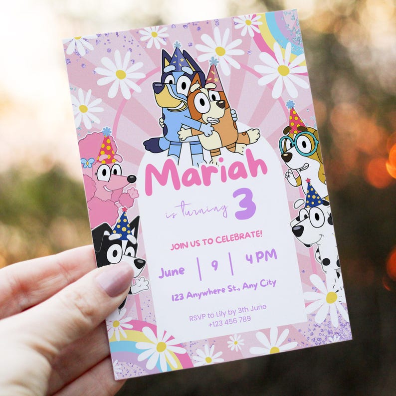 Invitación de cumpleaños editable de Bluey, invitación a la fiesta de ...