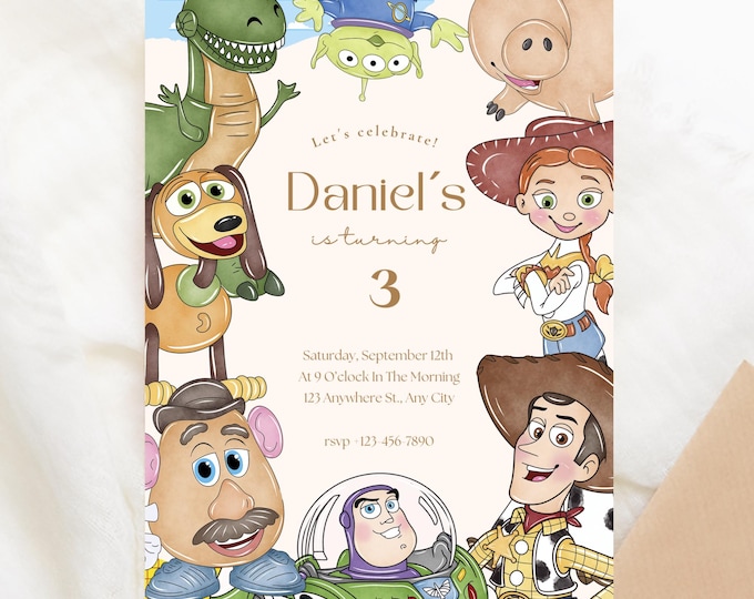 Plantilla de invitación de cumpleaños de Toy Story, invitación de Toy ...