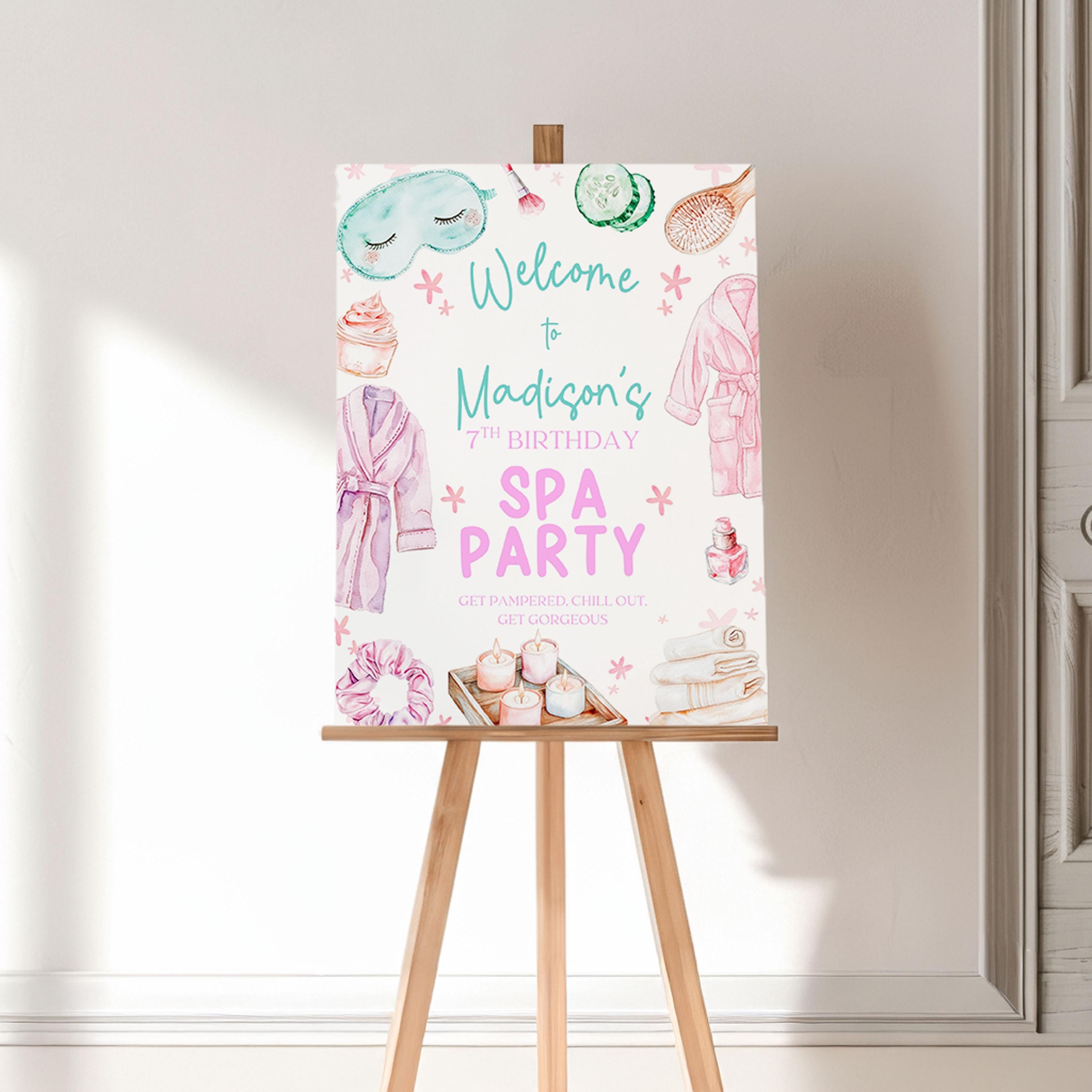 Spa Birthday Party Welcome Sign Girl Spa Birthday Invite Pamper Party ...