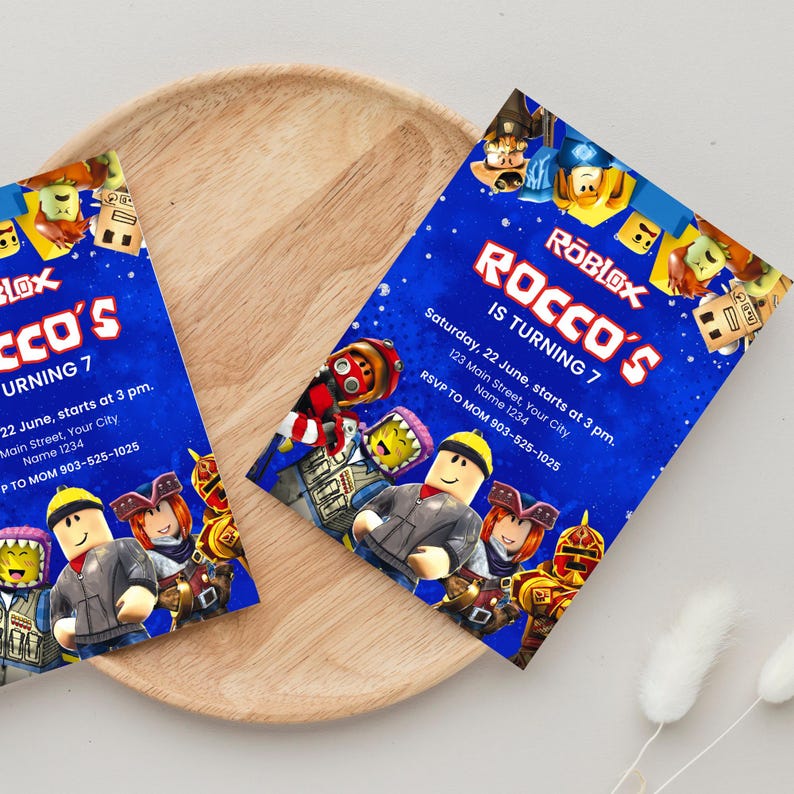 Roblox Invitation, Roblox Birthday Invitation, Roblox Game Party, Kids ...