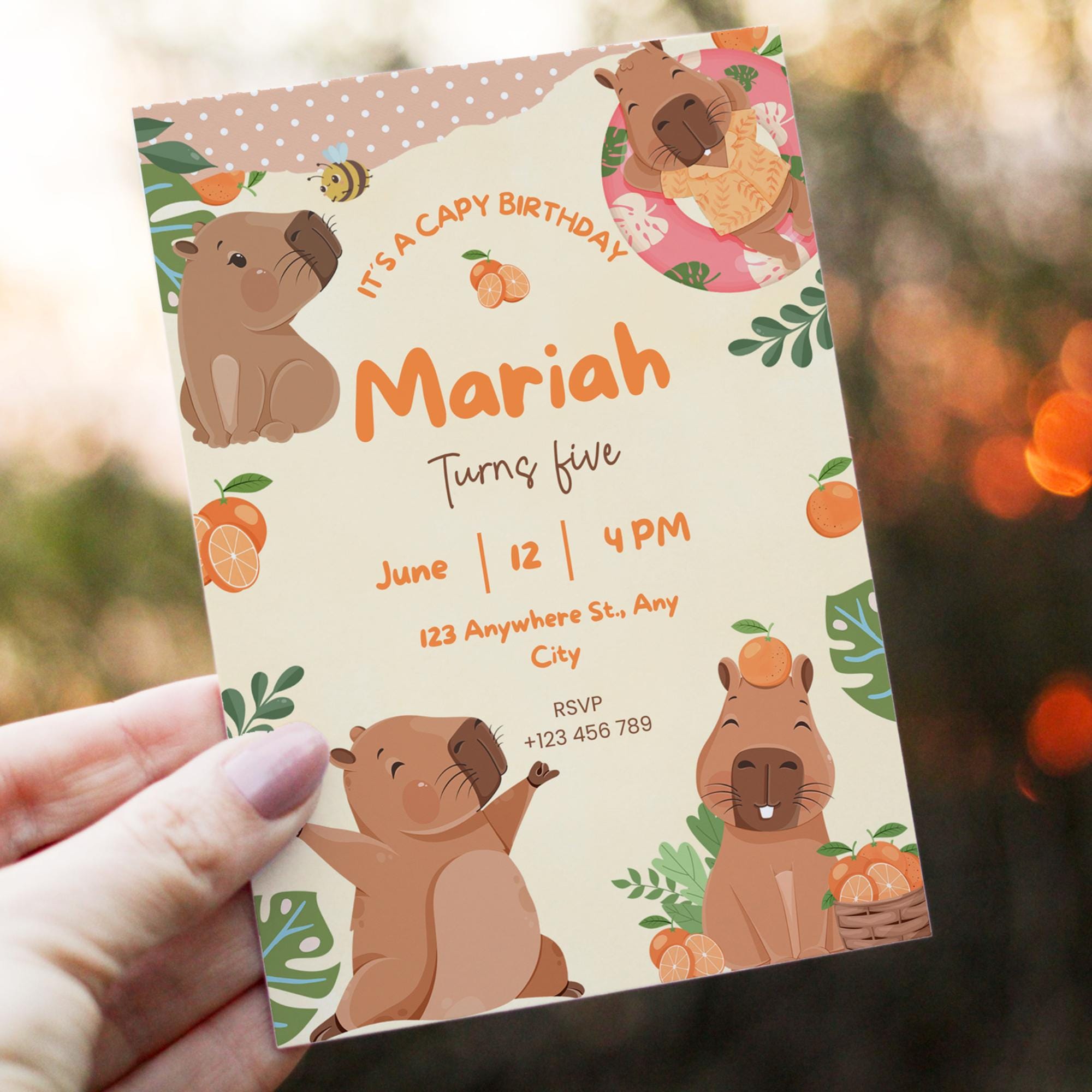 Editable Capybara Invitation , Capybara Birthday , Capy Birthday ...