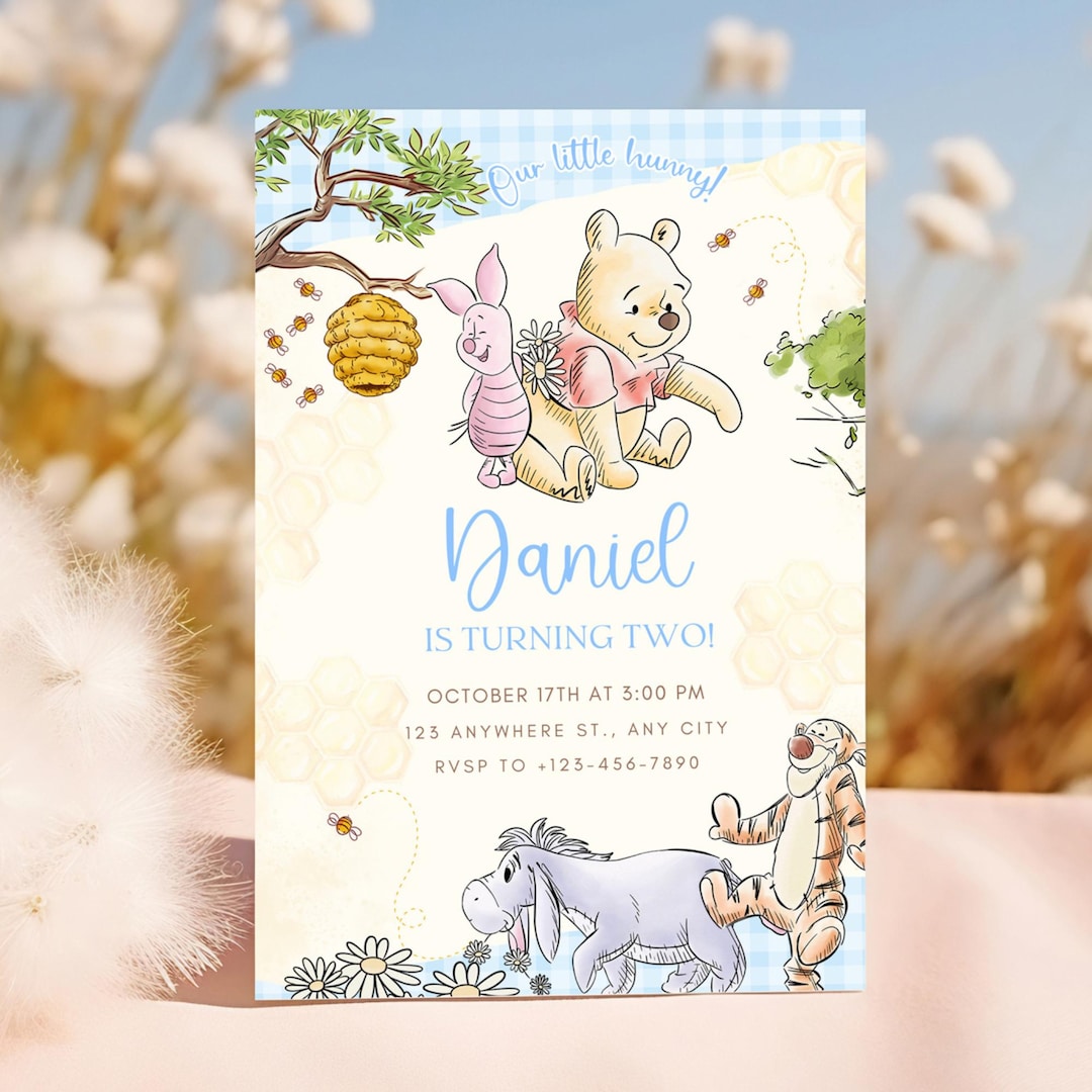 Invitación de cumpleaños de Winnie the Pooh editable, invitación de ...