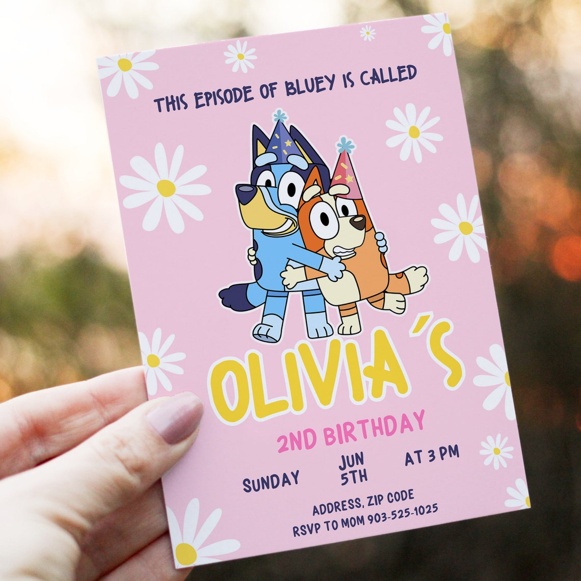 Girl Bluey Birthday Invitation, Digital Bluey Girl Invite Template ...