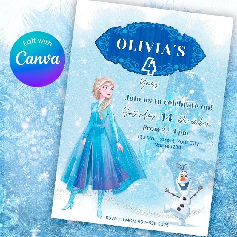 Editable Frozen Birthday Invitation Template Frozen Birthday Invite ...