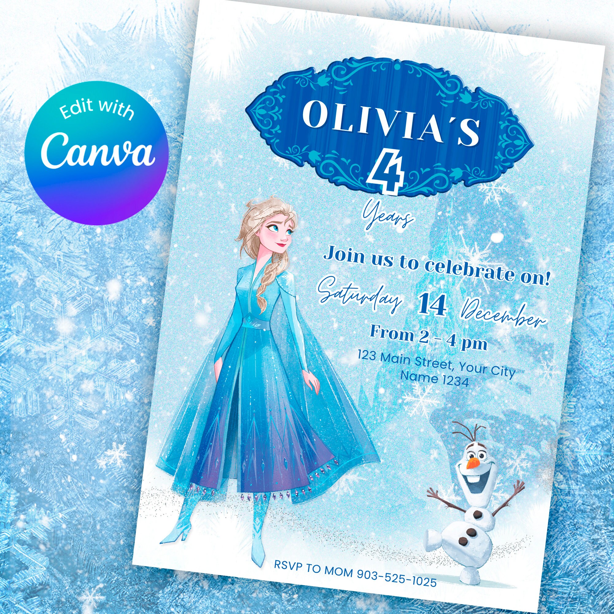 Editable Frozen Birthday Invitation Template Frozen Birthday Invite ...