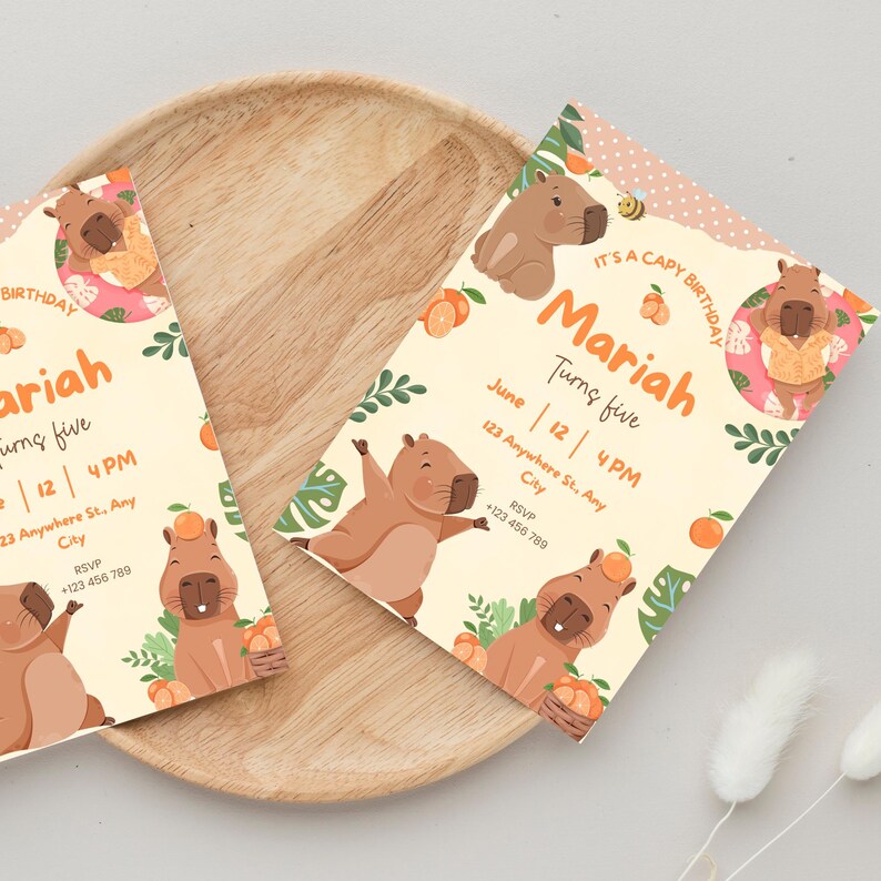Editable Capybara Invitation , Capybara Birthday , Capy Birthday ...