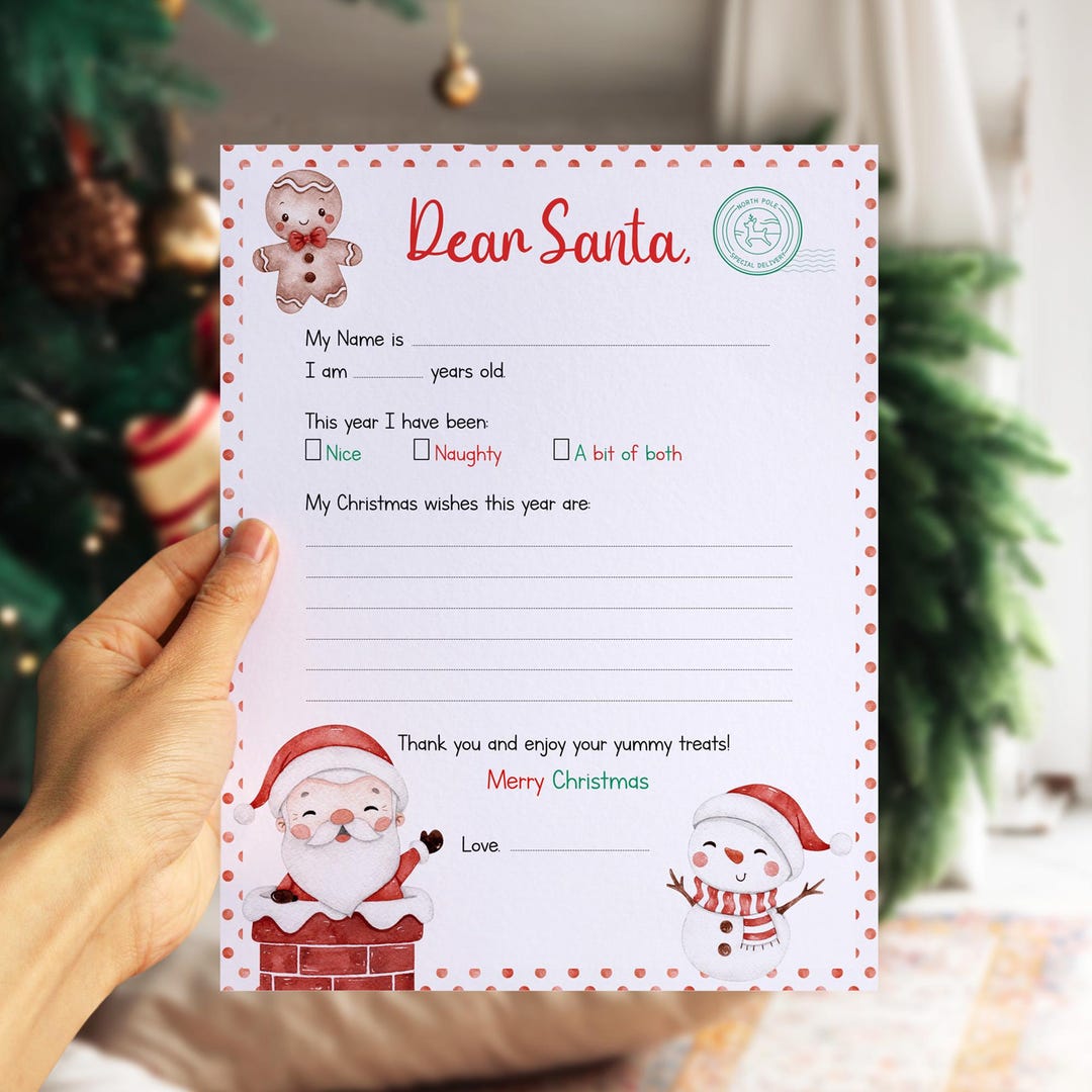 Letter to Santa Printable Santa Wish List Letters Christmas Letter Easy ...