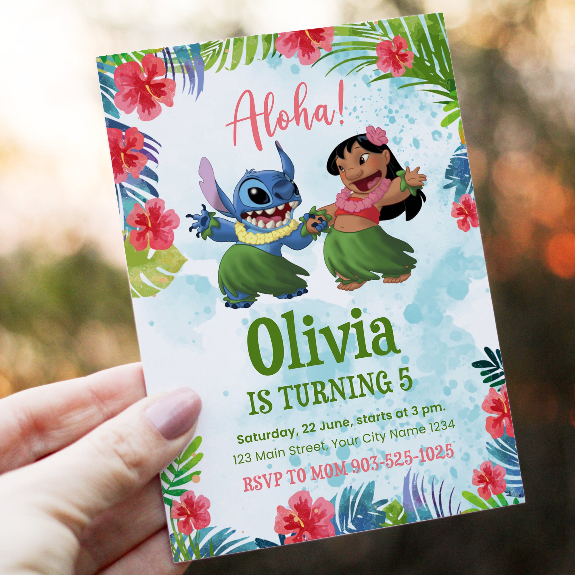 Lilo and Stitch Birthday Invitation Editable, Lilo and Stitch Birthday ...