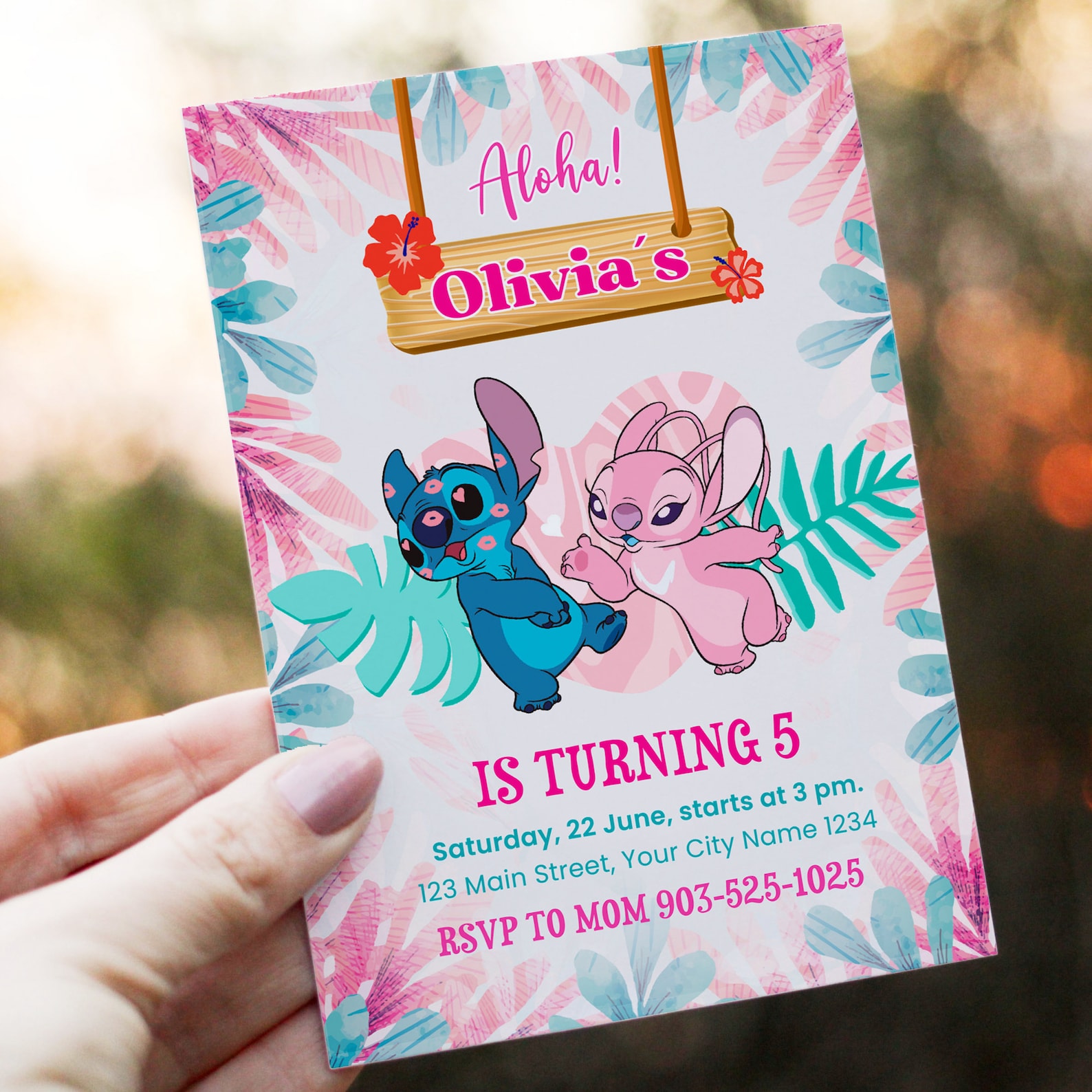 Stitch and Angel Birthday Invitation, Editable Stitch Birthday ...