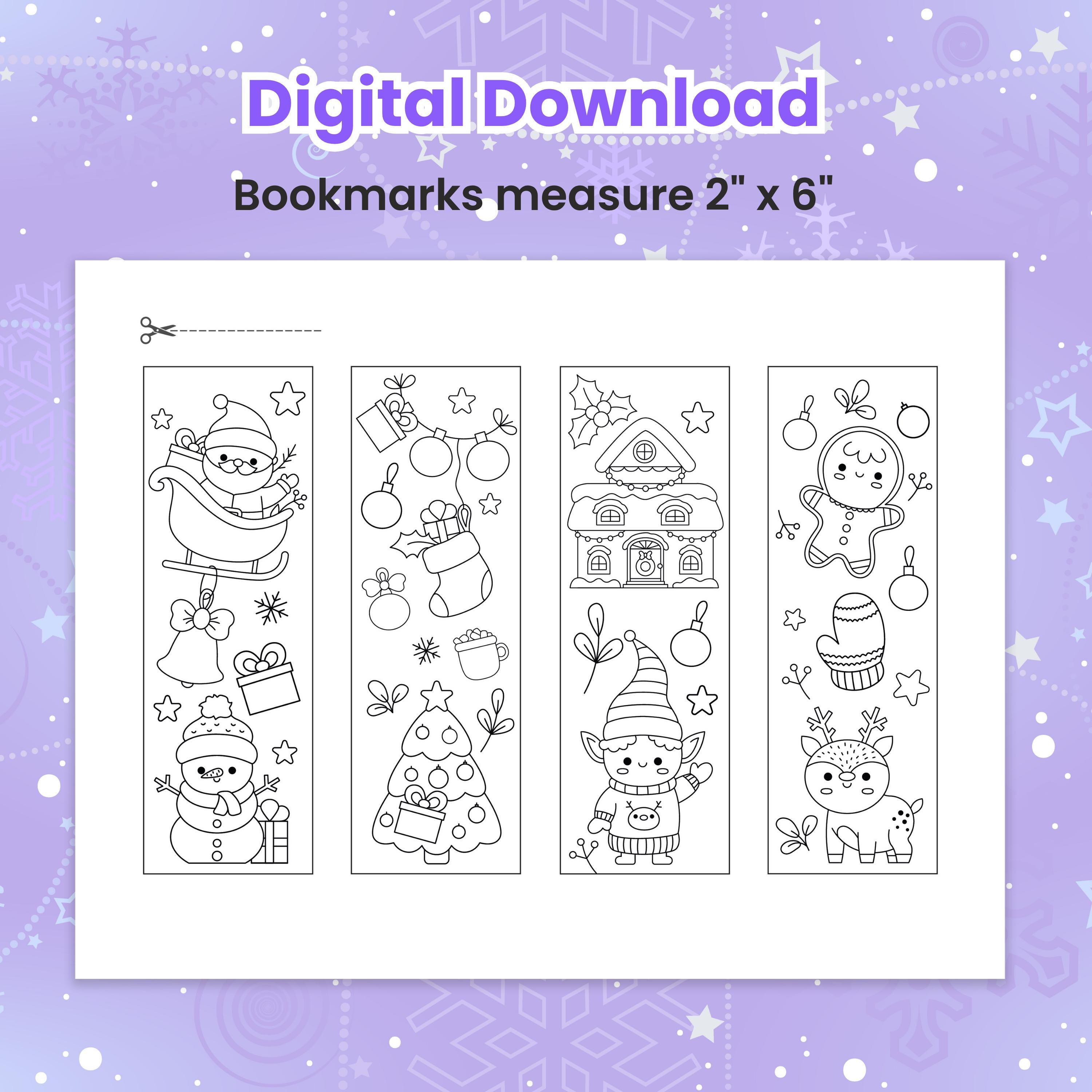 4 Christmas Coloring Bookmarks – Printable Kawaii Designs (PDF & JPEG ...