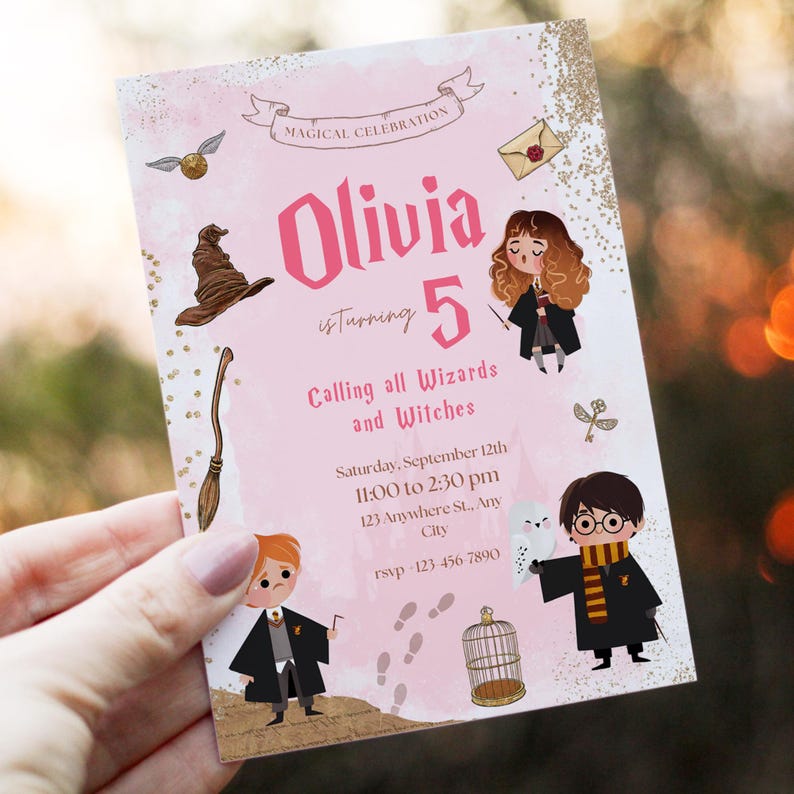 Wizard Birthday Invitation, Girl Wizards Party, Magical Witches Wizards ...