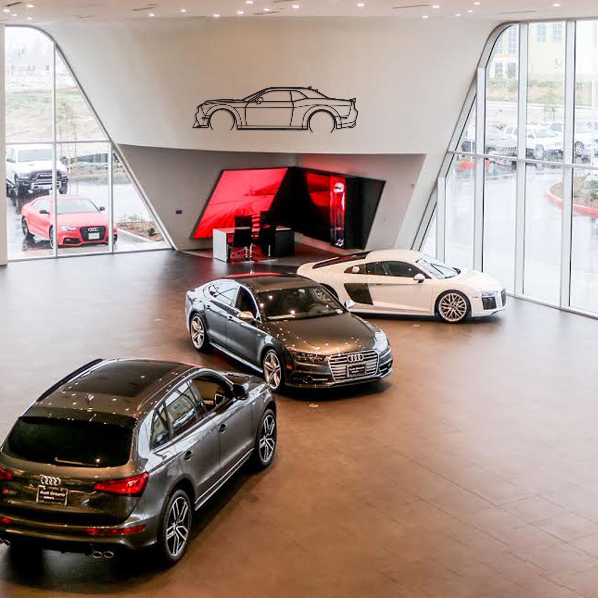 Challenger SRT Detailed Silhouette Metal Wall Art , Challenger Metal ...