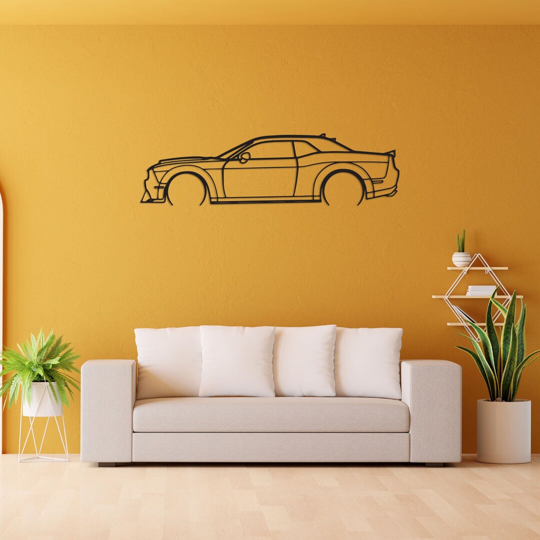 Challenger SRT Detailed Silhouette Metal Wall Art , Challenger Metal ...
