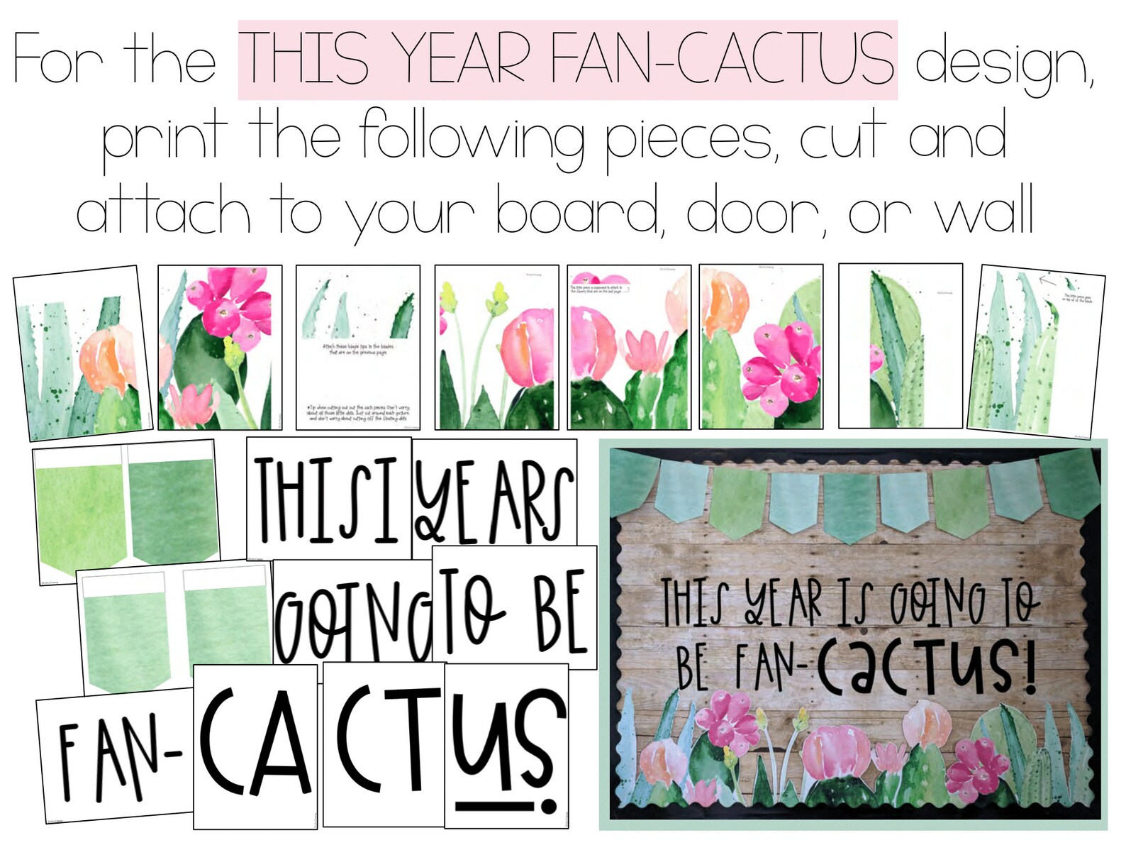 Back to School Bulletin Board Ideas Kits, Cactus Classroom Decor, Llama ...