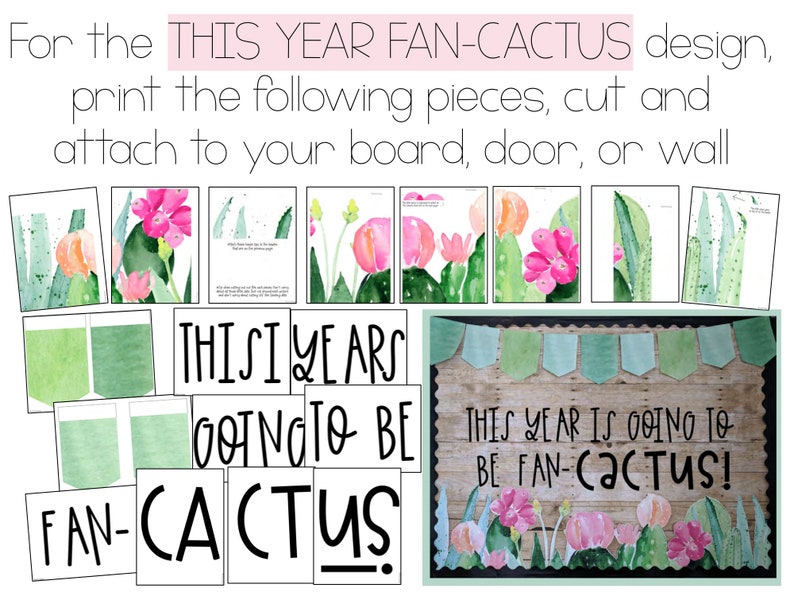 Back to School Bulletin Board Ideas Kits, Cactus Classroom Decor, Llama ...