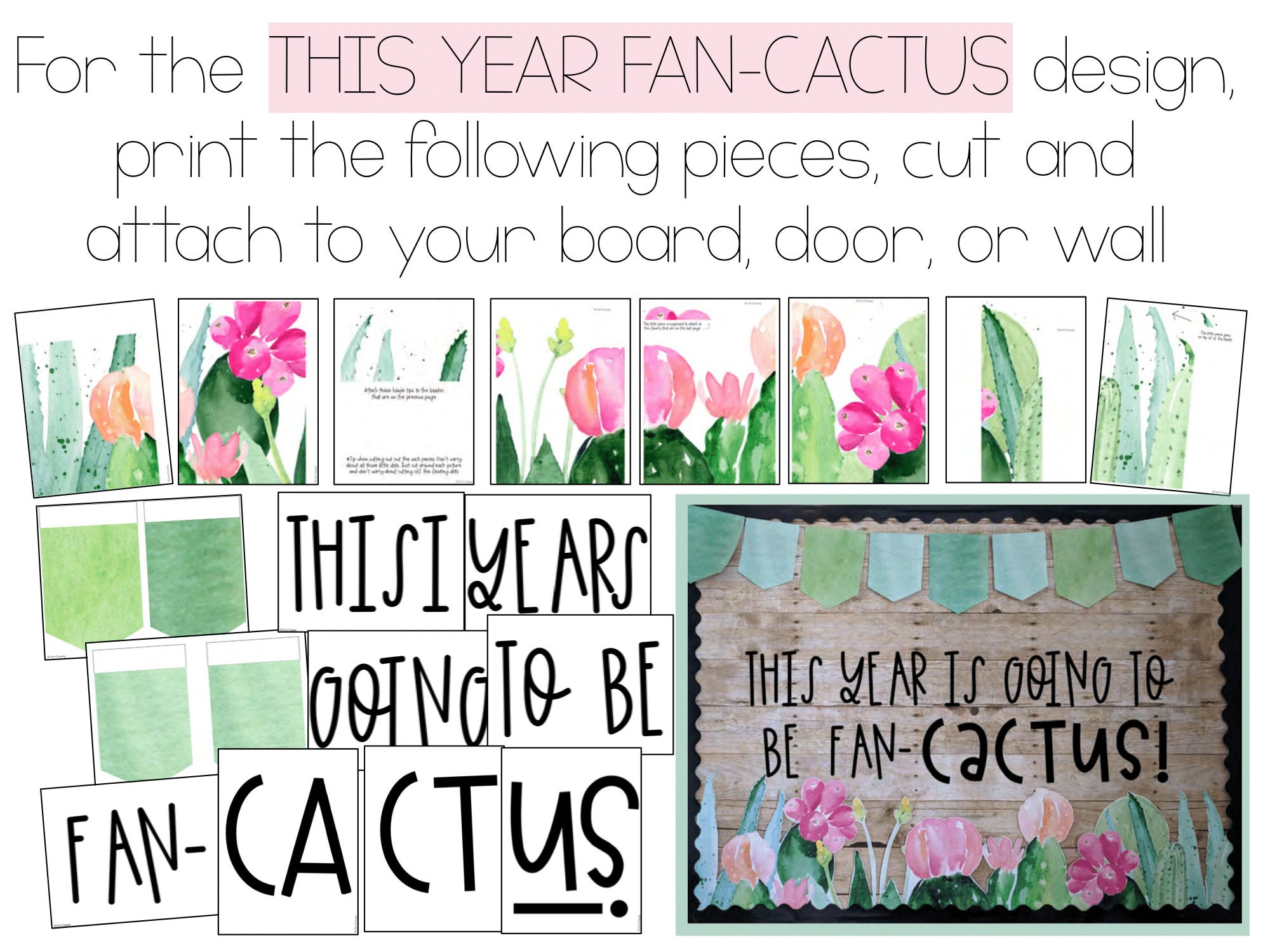 Back to School Bulletin Board Ideas Kits, Cactus Classroom Decor, Llama ...