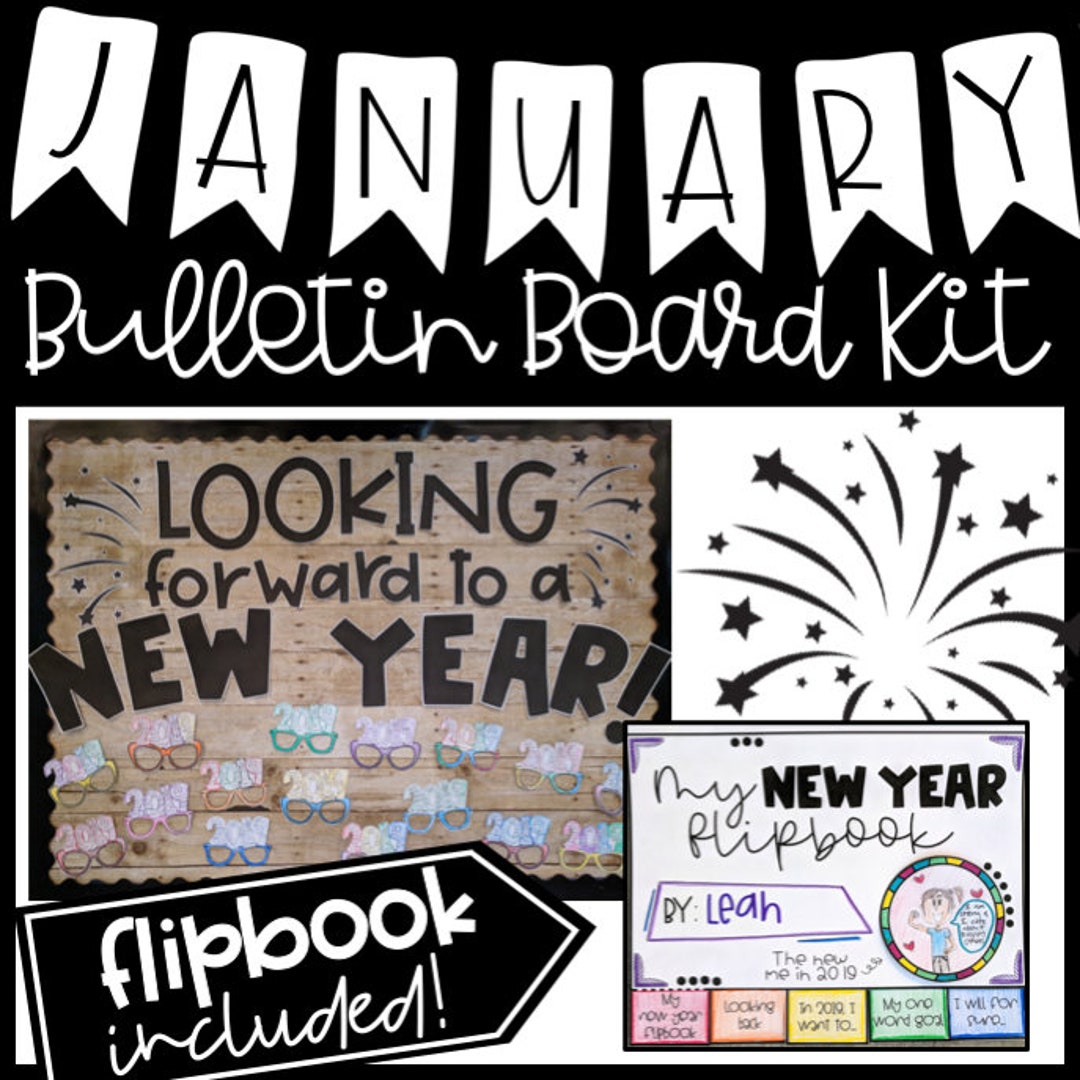 2024 January New Year Bulletin Board Kit and Flipbook Free Update Every ...