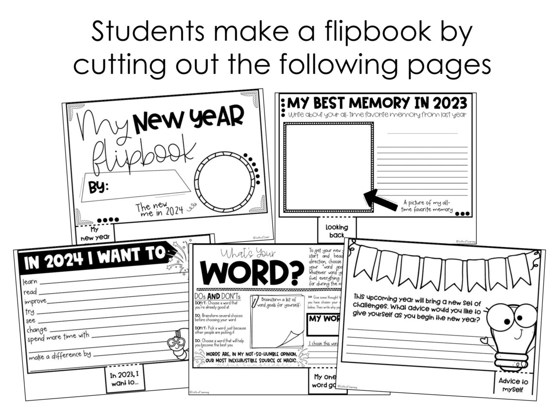 2024 January New Year Bulletin Board Kit and Flipbook Free Update Every ...
