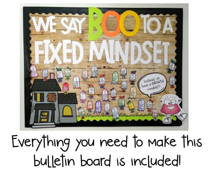 October Halloween Growth Mindset Bulletin Board Kit & Writing Activity ...